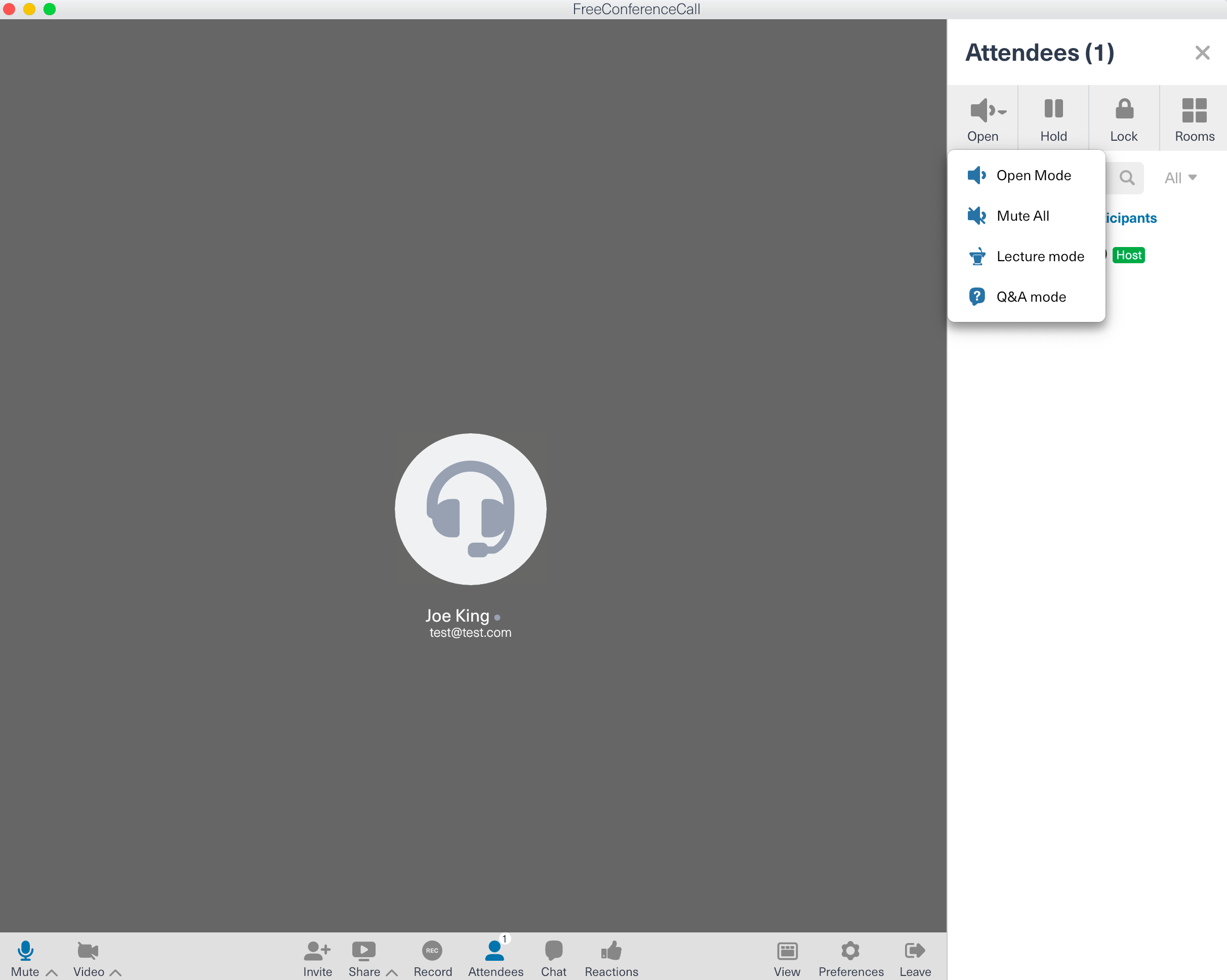 Mobile app views of the meeting modes during an active meeting.