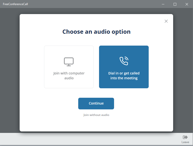 View of the meeting lobby from the desktop app
