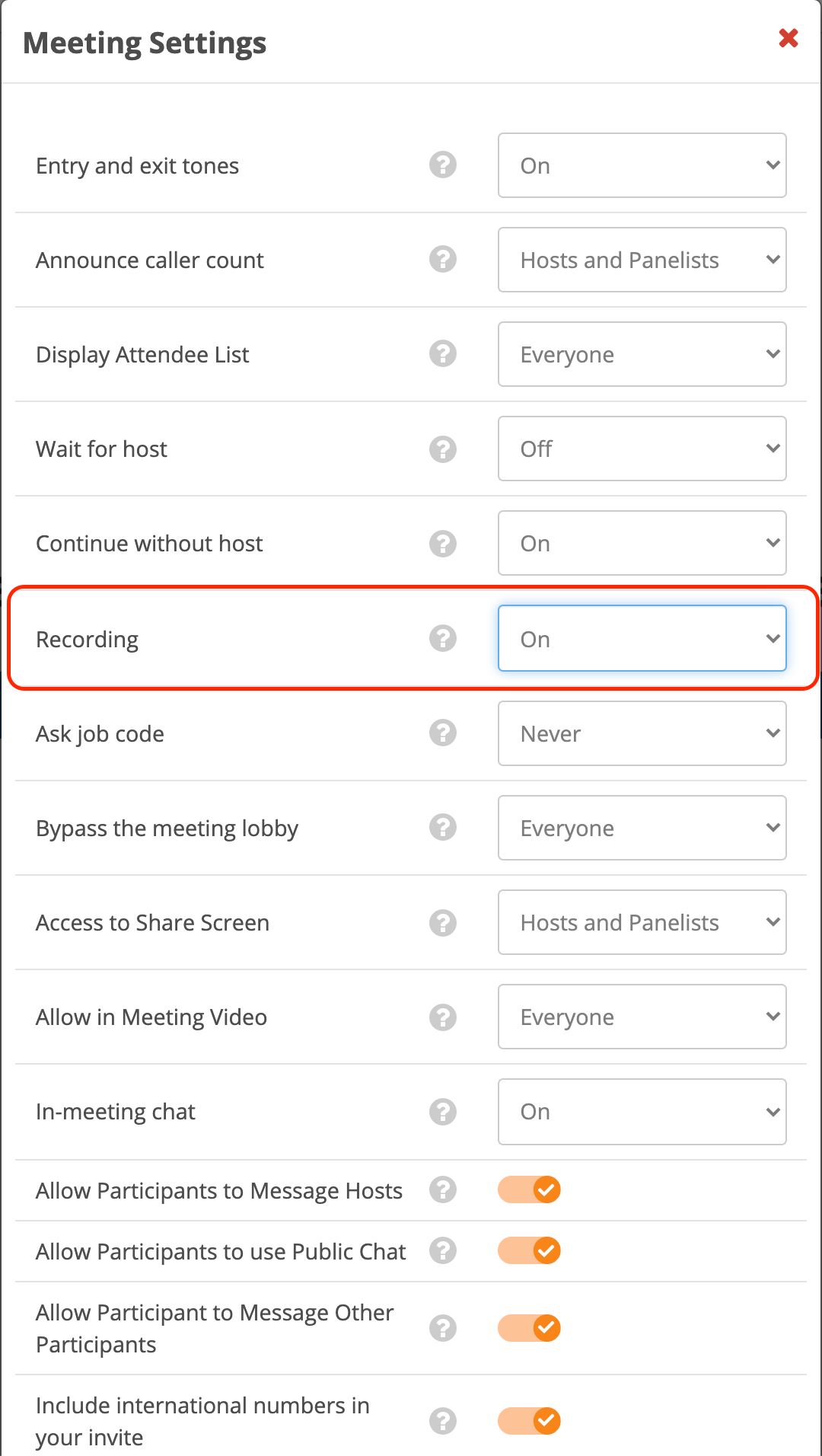 Set your recording option to On (default), Off, or Auto