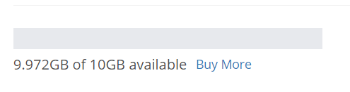 The green space bar indicates the amount of storage being used